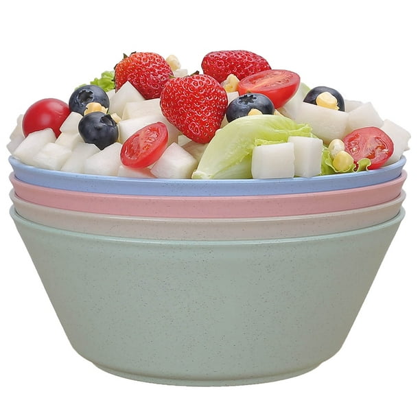 LuckyZone 50 OZ cereal Bowl Set of 4 - Large Unbreakable Wheat Straw ...