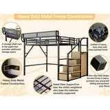 Duxelifin Queen Loft Bed with Storage Shelves, Wardrobe and Stairs ...