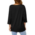 Nlife Women Round Neck 3/4 Sleeve Solid Color Tunic Top - Walmart.com