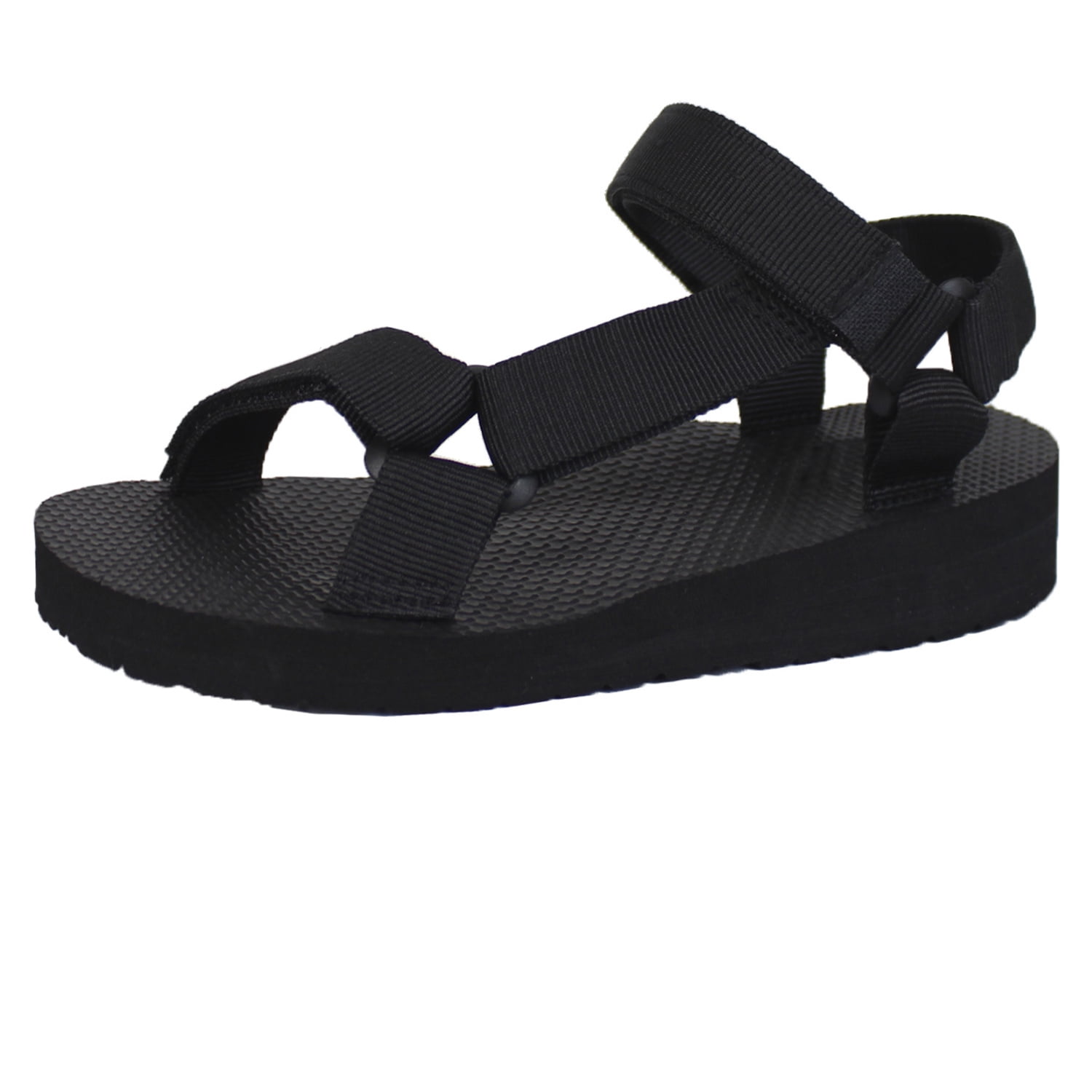 SNJ Kids Open Toe Slide Flat EVA Foam Hook and Loop Ankle Strap Sandal ...