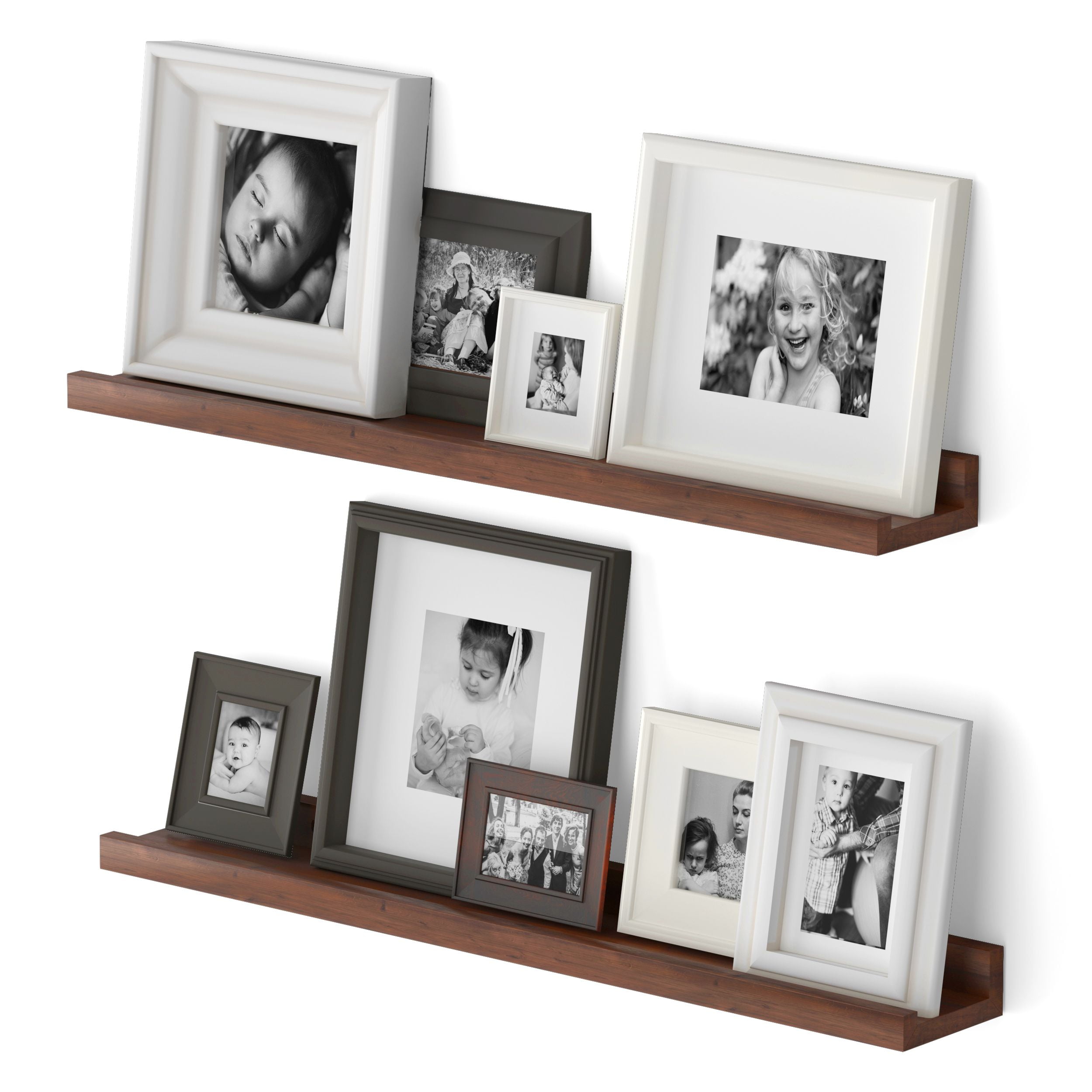 Wallniture Denver 24" Wall Picture Ledge Shelf Walnut Wood Floating ...