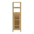 Linon Harding 6-Shelf Single Door Bathroom Cabinet, Natural Bamboo ...