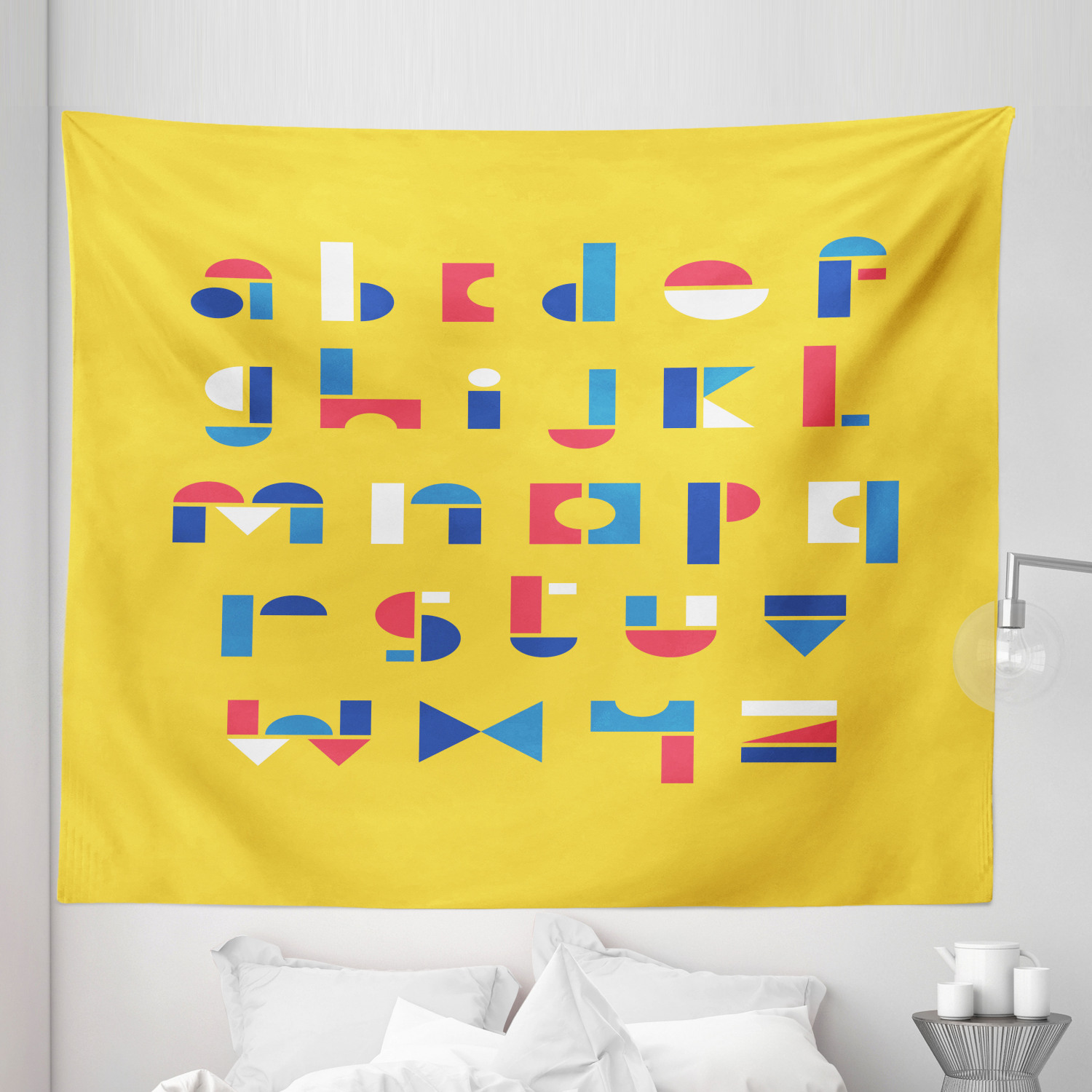 Alphabet Tapestry, Colored Geometric Small Letters Elementary ABC ...