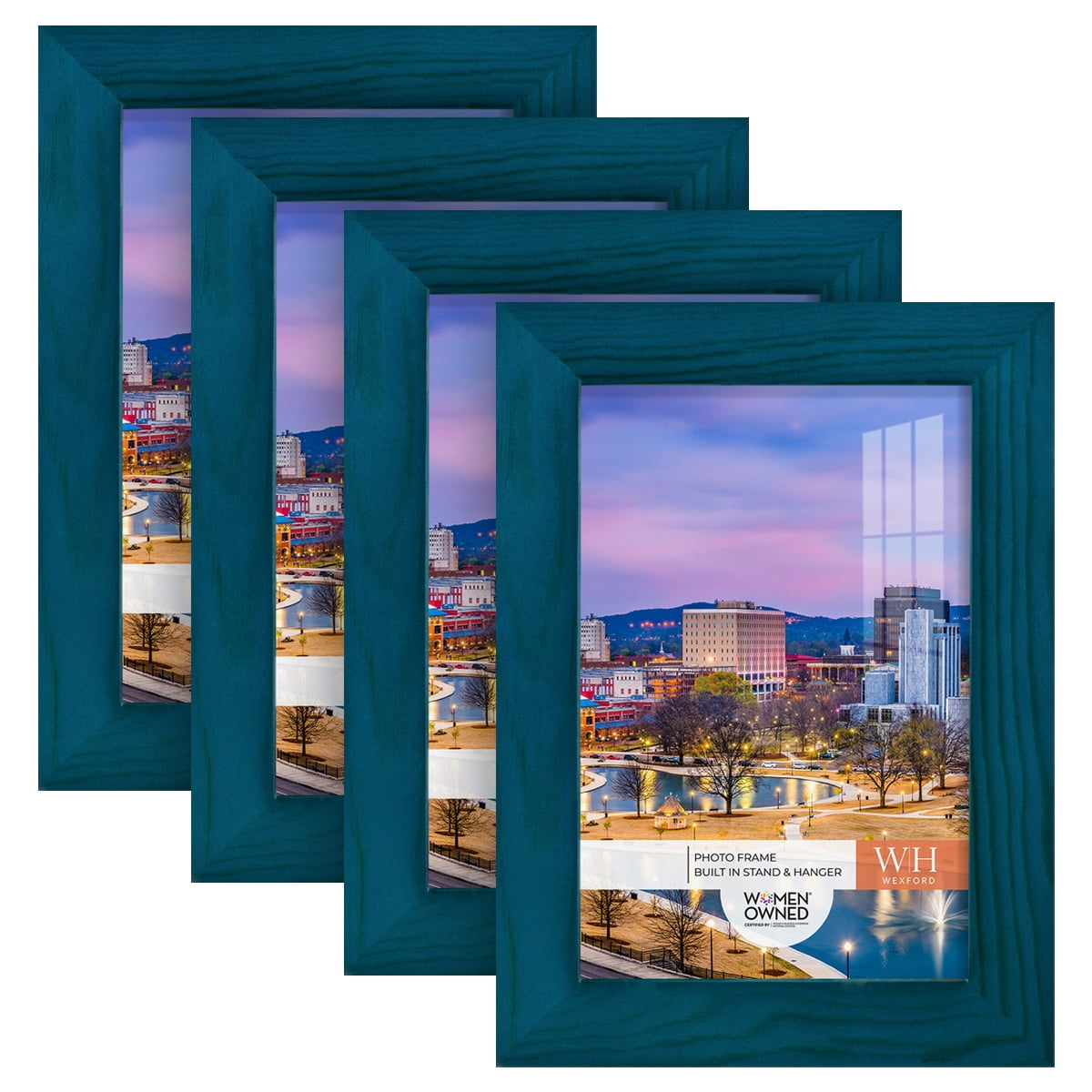 Woodgrain 4 in. x 6 in. Ocean Blue Picture Frame Set (Set of 4 ...