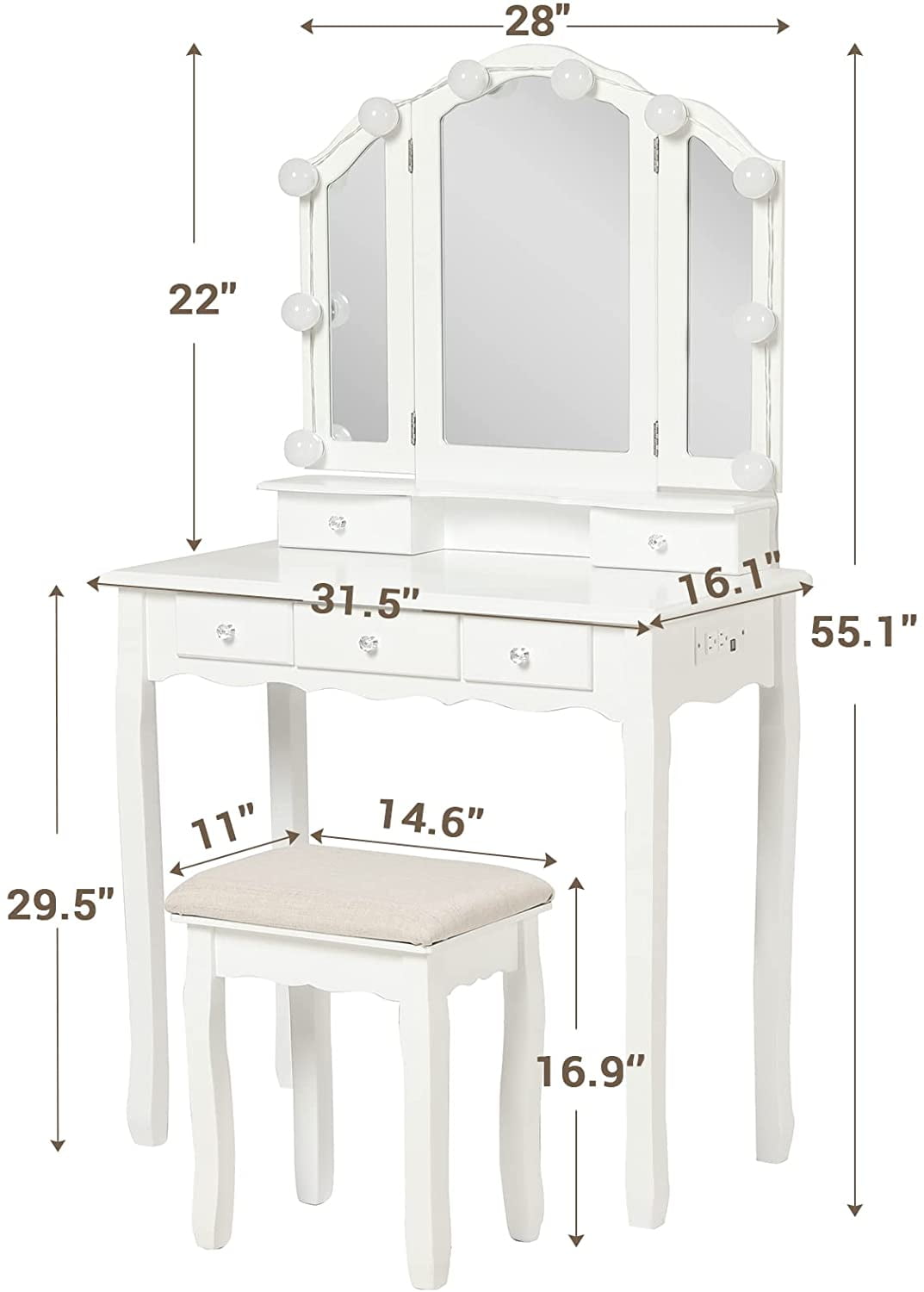 Makeup Vanity Dimensions | Saubhaya Makeup