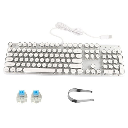 White Gaming Keyboard, Gaming Keyboard Color Backlit Retro Round For ...
