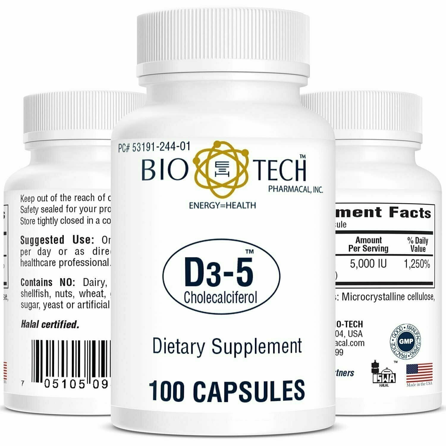 Biotech Pharmacal Vitamin D3-5 Cholecalciferol Dietary Supplement ...