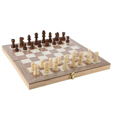 Greensen Wooden 3-in-1 Chess & Checkers & Backgammon Folding Board ...