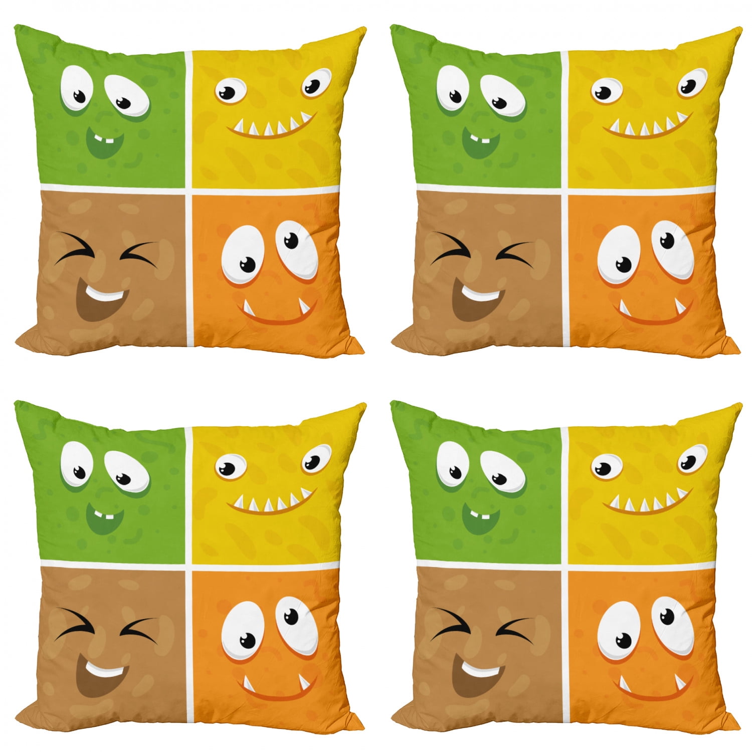 Colorful Throw Pillow Cushion Case Pack of 4, Squares of Funky and ...
