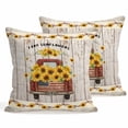 Farm Sunflowers Pillow Covers Set of 2, Summer Floral Truck Leaves ...