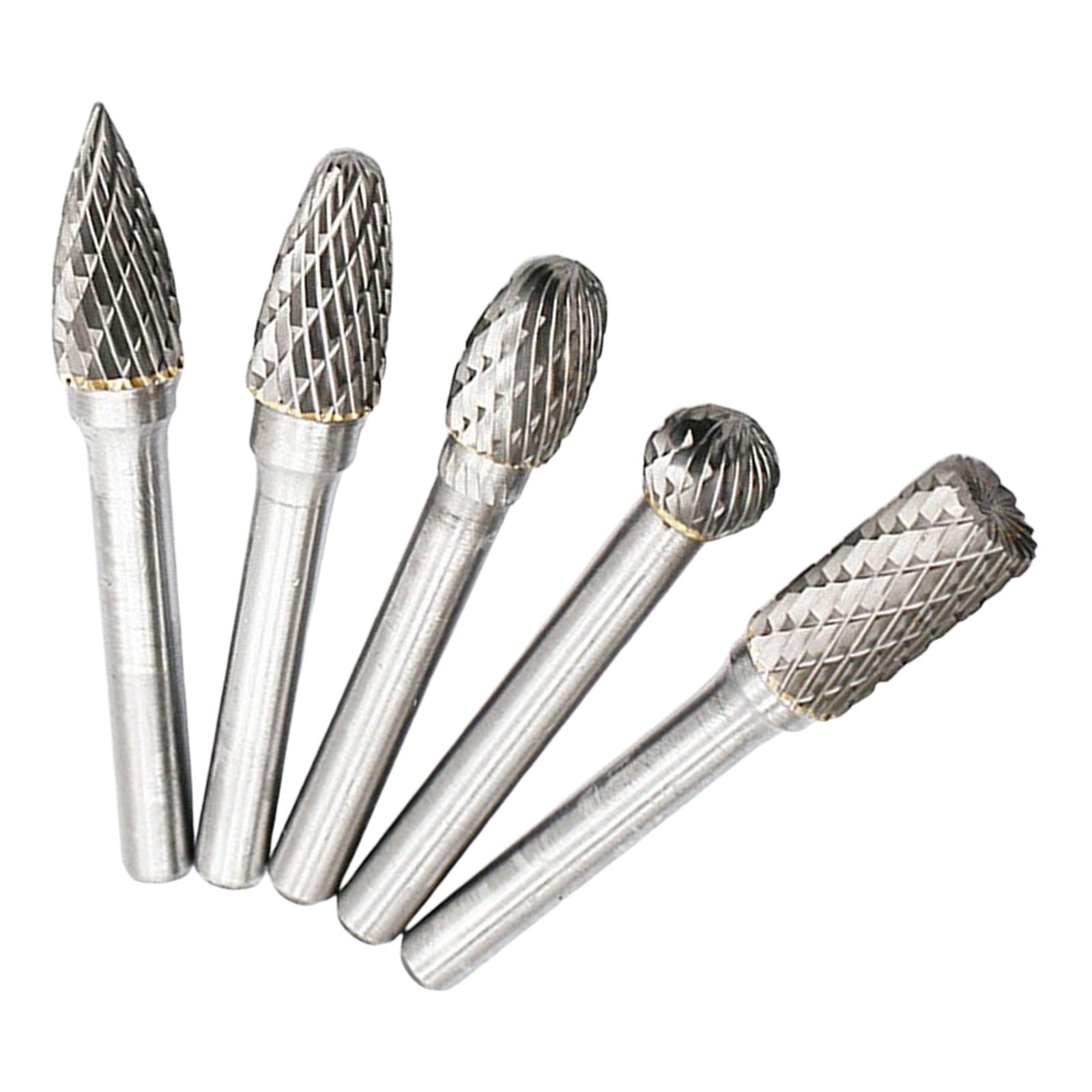 5x Alloy Rotary Burr Set, File Rasp Drill Bit Electric Tool Bits Twist ...