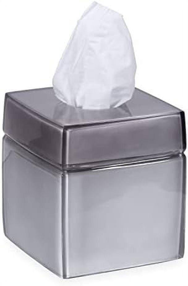 Grey Tissue Box Cover For Bathroom Vanity Countertop Metallic Finish ...