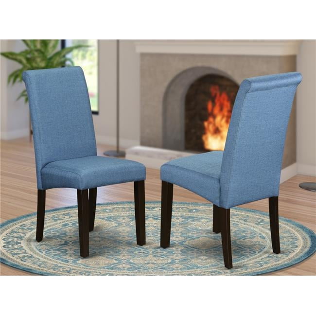 Barry PBA5T21 Parson Chair with Cappuccino Leg & Linen Fabric - Blue ...