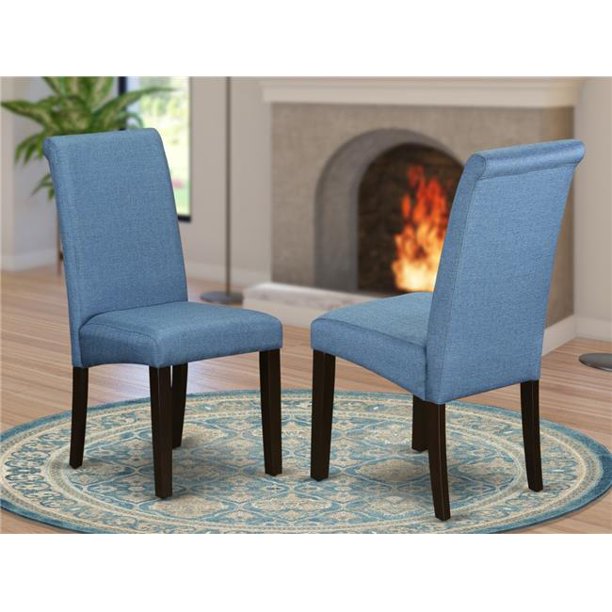 Barry PBA5T21 Parson Chair with Cappuccino Leg & Linen Fabric - Blue ...
