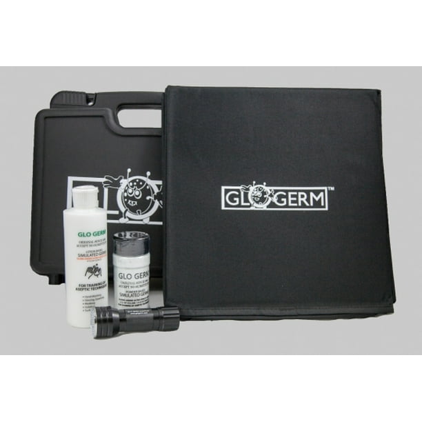 Glo Box Kit with Glo Germ Gel, Powder, 21 LED UV Flashlight & Folding ...