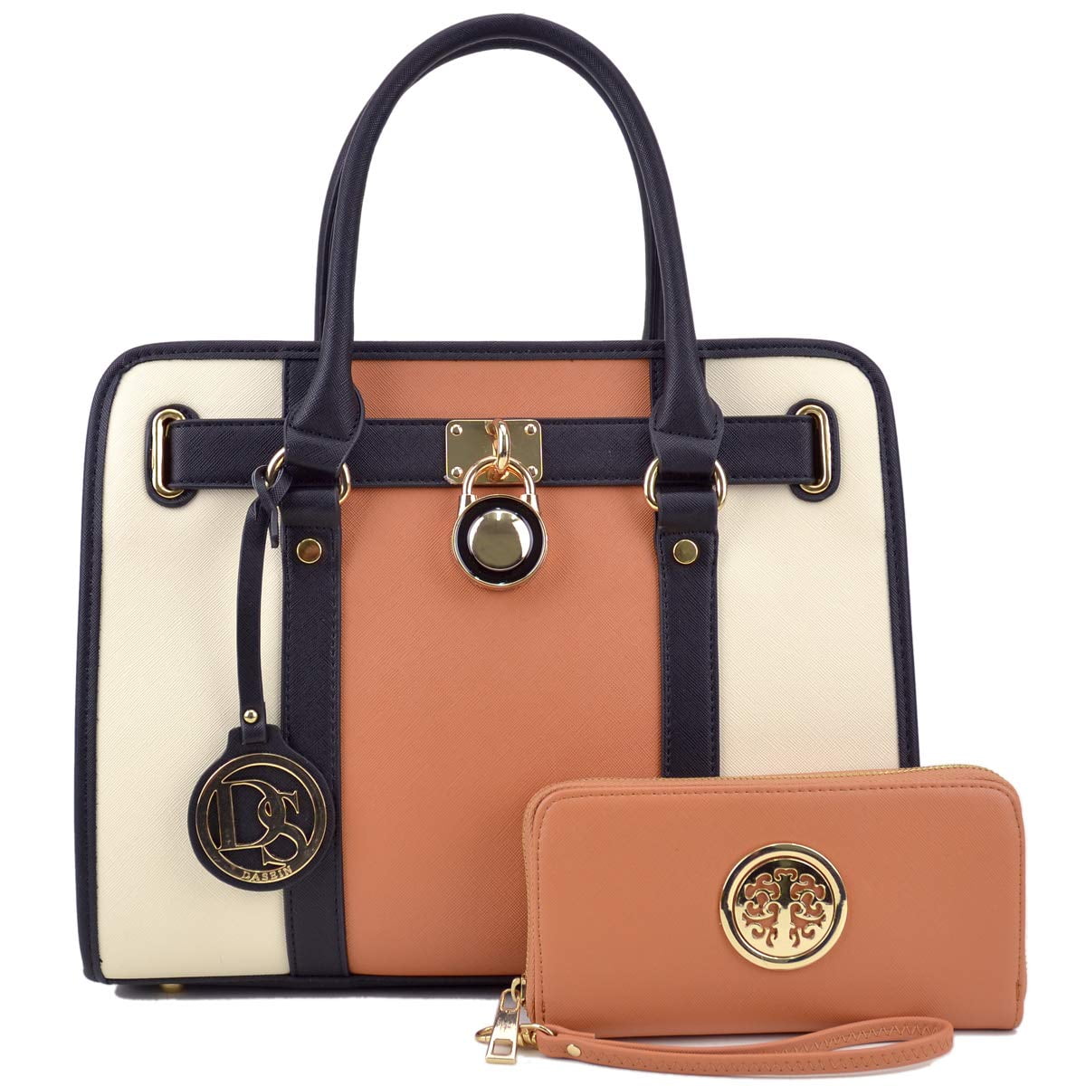 Dasein Women Handbags Purses Two Tone Satchel Bags Top Handle Shoulder ...
