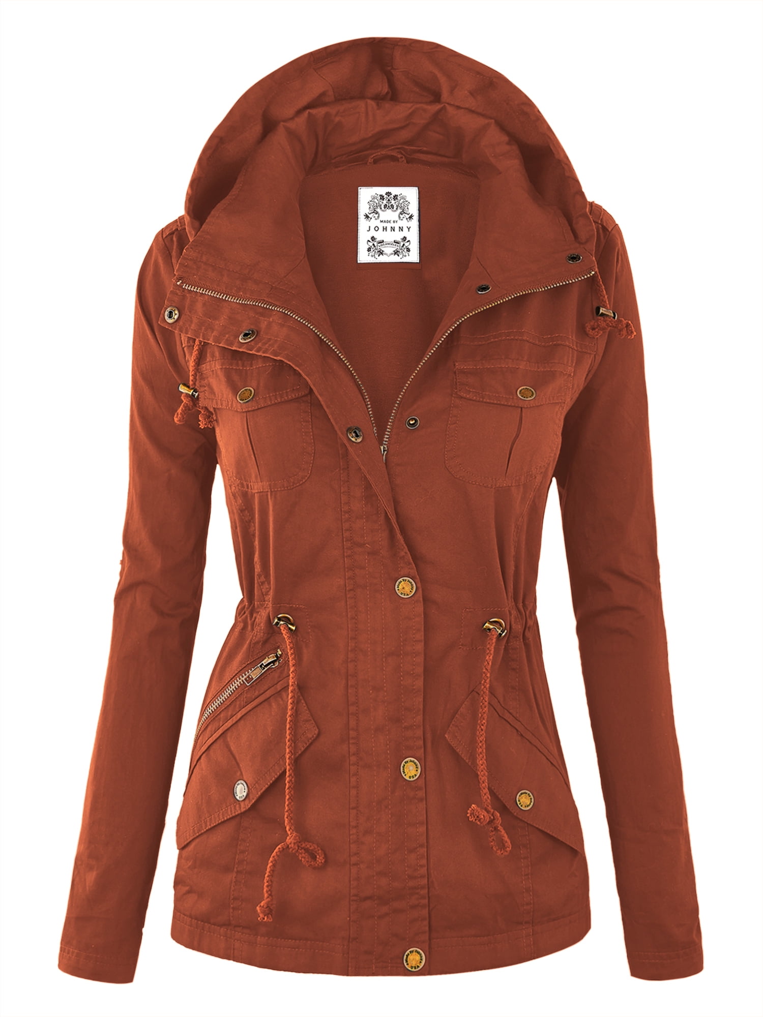 Made by Johnny Women's Pop of Color Anorak Parka Jacket L RUST ...