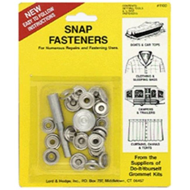 Lord and Hodge Inc. Brass Nickel Plated Screw Stud Snap Fastener Kit 6 ...