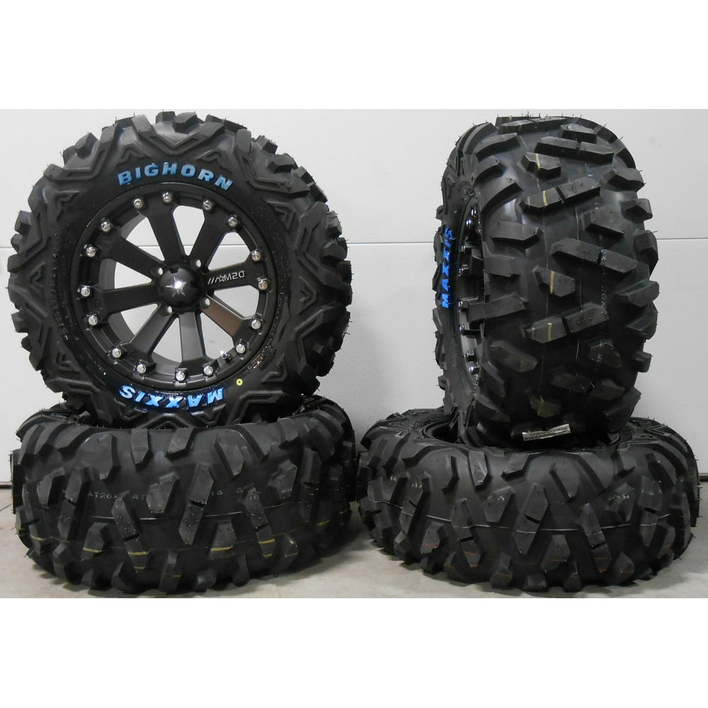 MSA Black Kore 14" ATV Wheels 26" BigHorn Tires Honda Foreman Rancher ...
