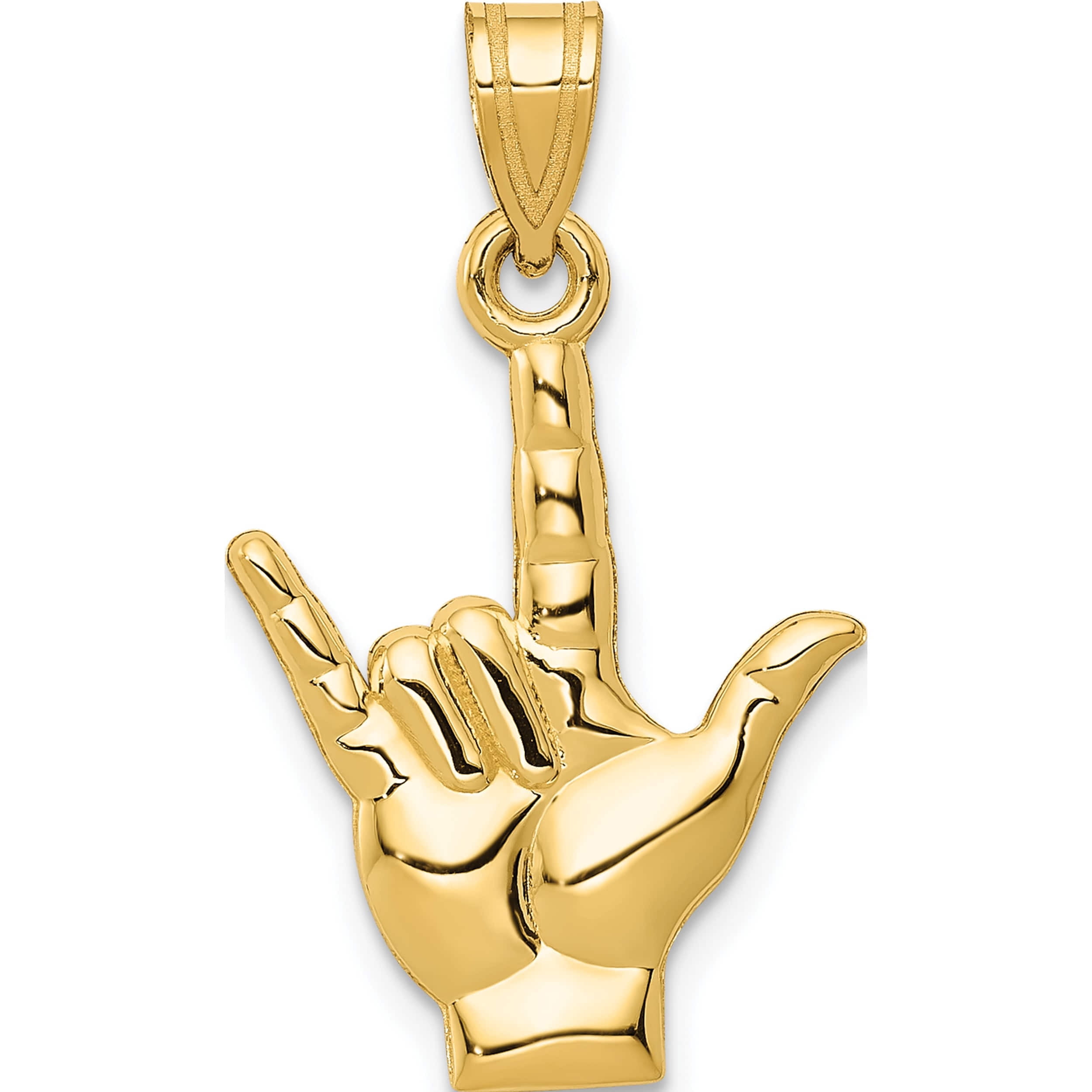 14K Yellow Gold Polished I Love You Hand/Sign Language Charm (25 X 15 ...