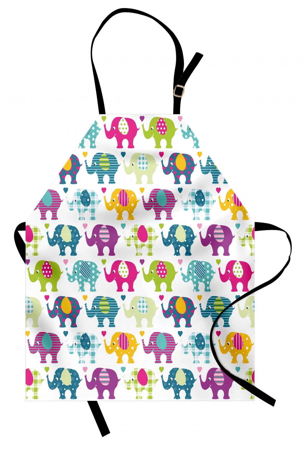 Elephant Nursery Apron Vivid Colorful Pattern Retro Plaid Tartan Polka ...