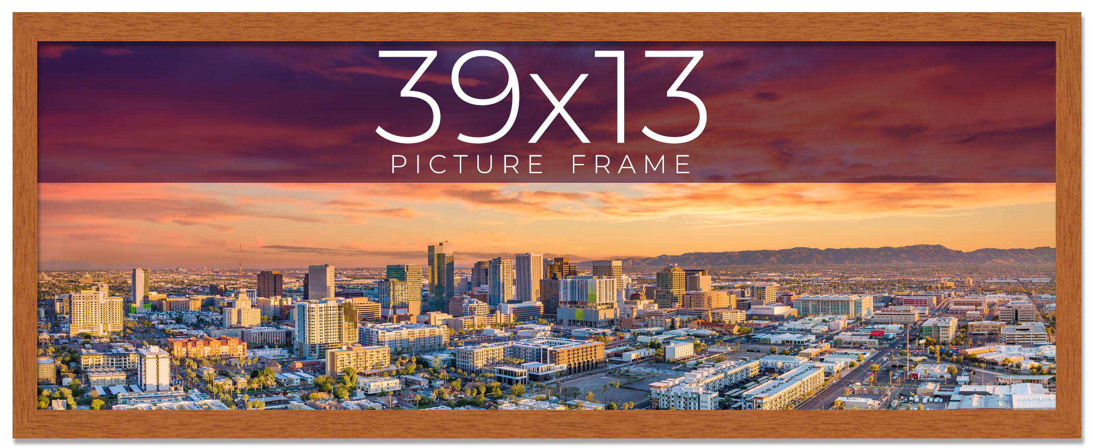 39x13 Honey Brown Real Wood Picture Frame Width 0.75 inches | Interior ...