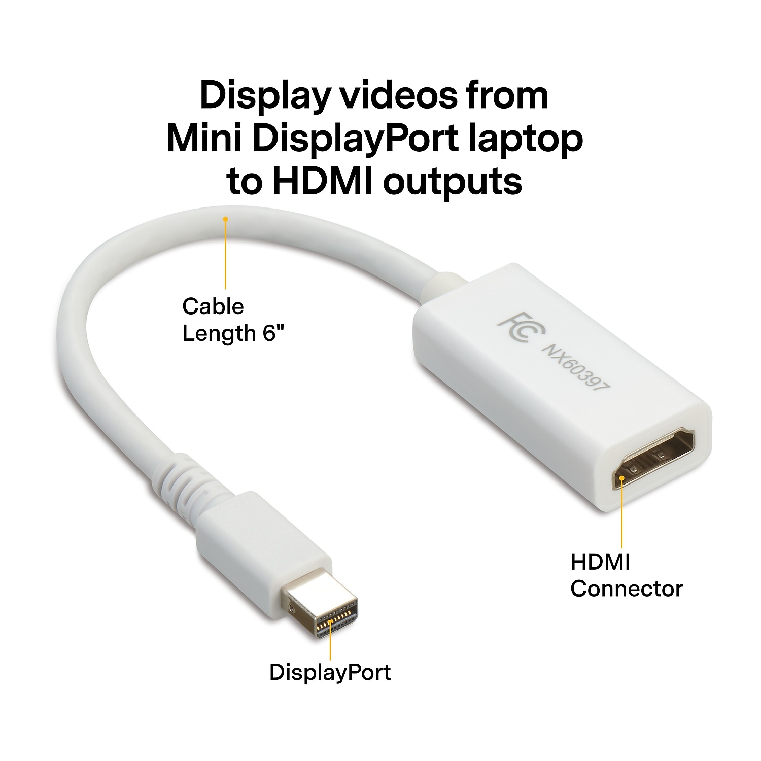 NXT Technologies 0.5' Mini DisplayPort/HDMI Audio/Video Adapter White ...