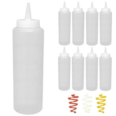 6 Clear Plastic Squeeze Bottle 12Oz Condiment Ketchup Mustard Oil Mayo ...