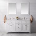 Totti Artemis 60" White Transitional Double Sink Bathroom Vanity w ...