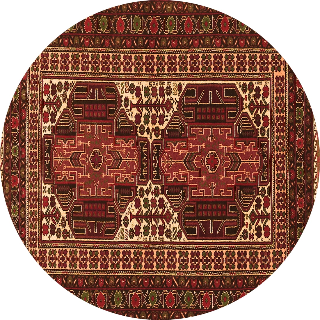 Ahgly Company Indoor Round Persian Orange Traditional Area Rugs, 6 ...