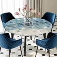Blue Gradient Mosaic Round Table Cover, Grid Abstract Color Block ...
