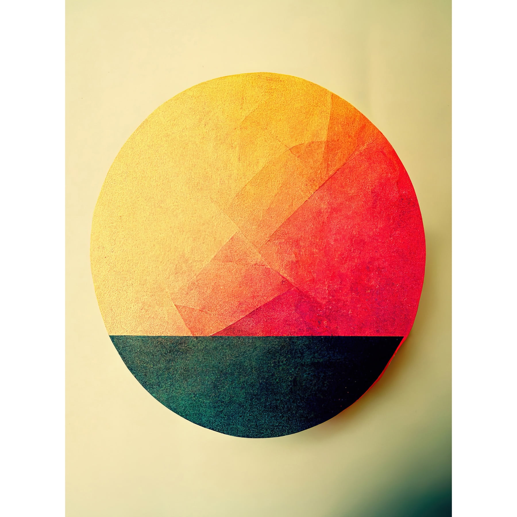 Minimalist Geometric Textured Sun Illustration Warm Yellow Orange Red ...