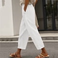 AHTJRT Women's Casual Capri Pants 3/4 Length Wide Leg Pants with ...