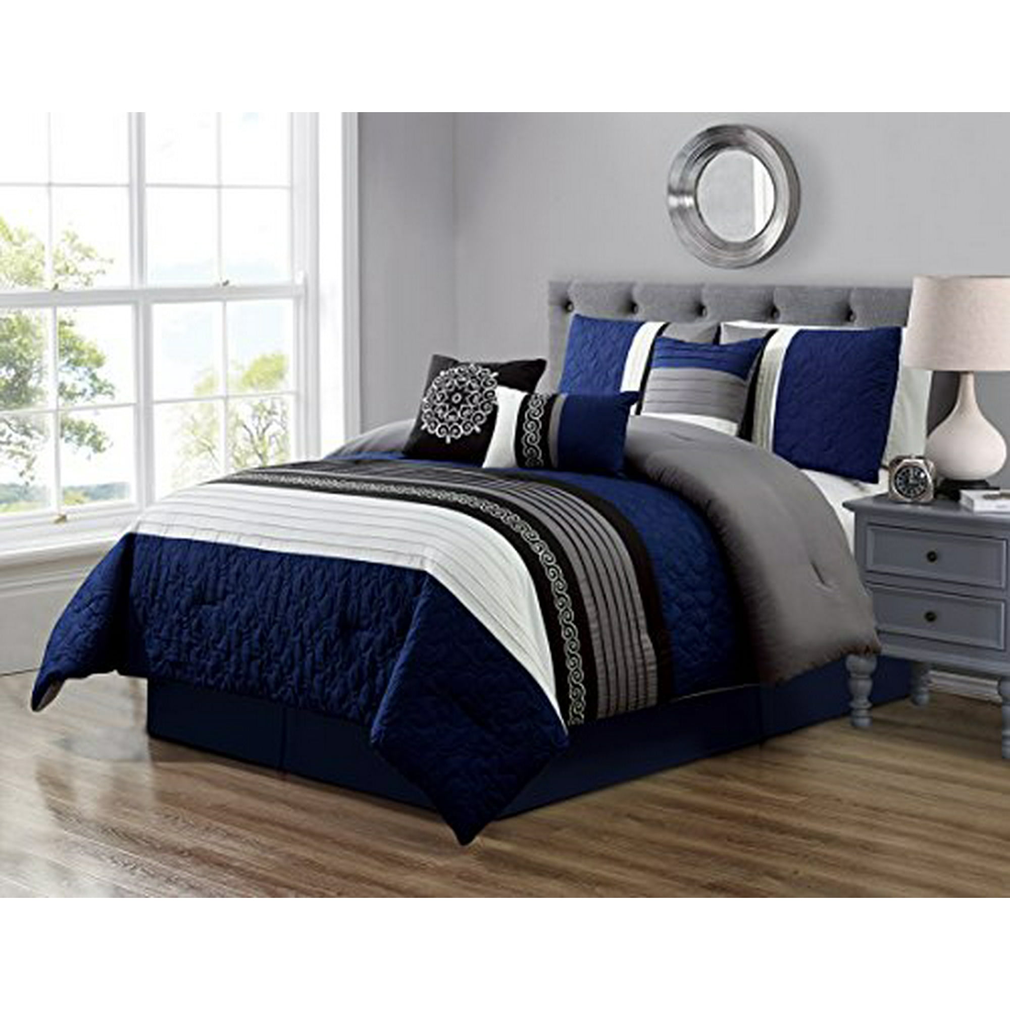 Click here for Grand Linen Grandlinen 7 Piece Navy Blue/Grey/Blac... prices