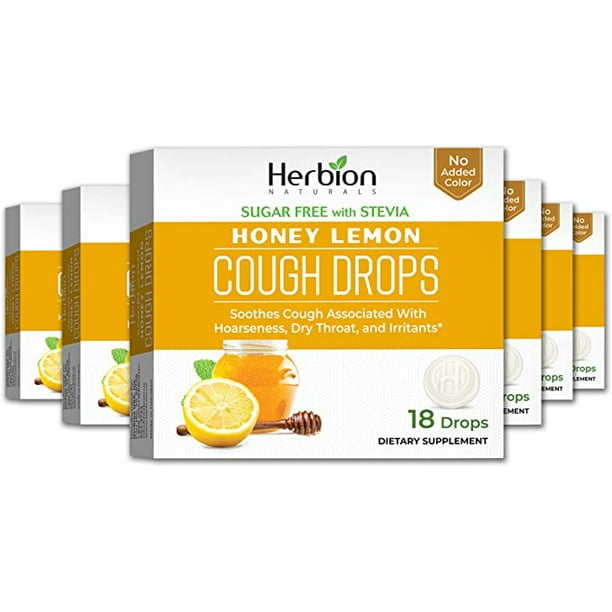 Herbion Naturals Cough Drops with Natural Honey Lemon Flavor, Sugar-Free with Stevia, Dietary ...