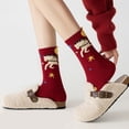 Aellinatey 1 Pair Fun Cartoon Red Socks for Women Year of Horse Festive ...
