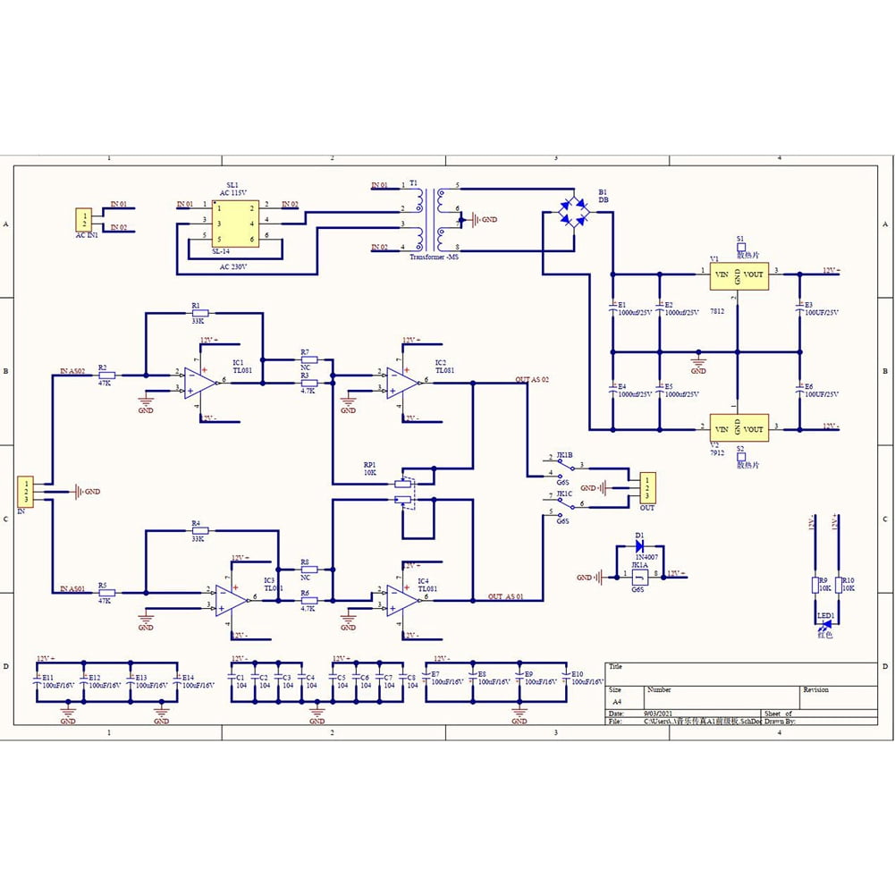 Buy TL081 Op Amp Dual Channel Preamplifier Board Base on Musical ...