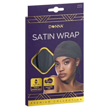 Donna Collection Premium Satin Wrap Cap, Black, 1 Count, 2 Pack ...