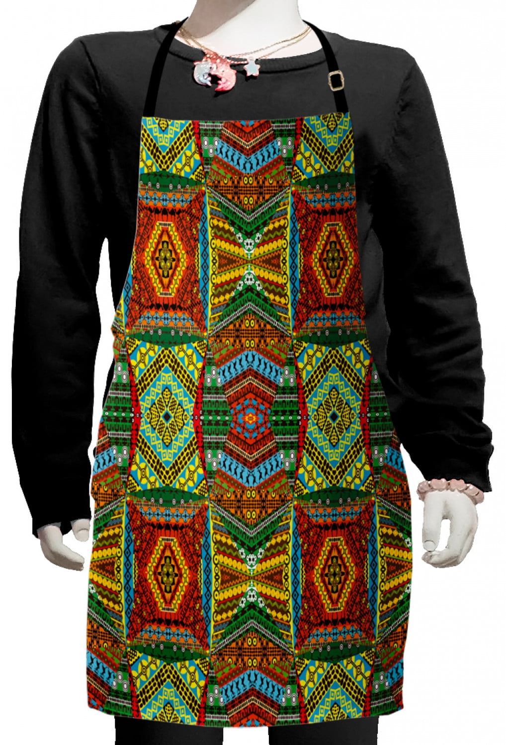 African Kids Apron, Collage of Native Motifs Art Traditional Old ...