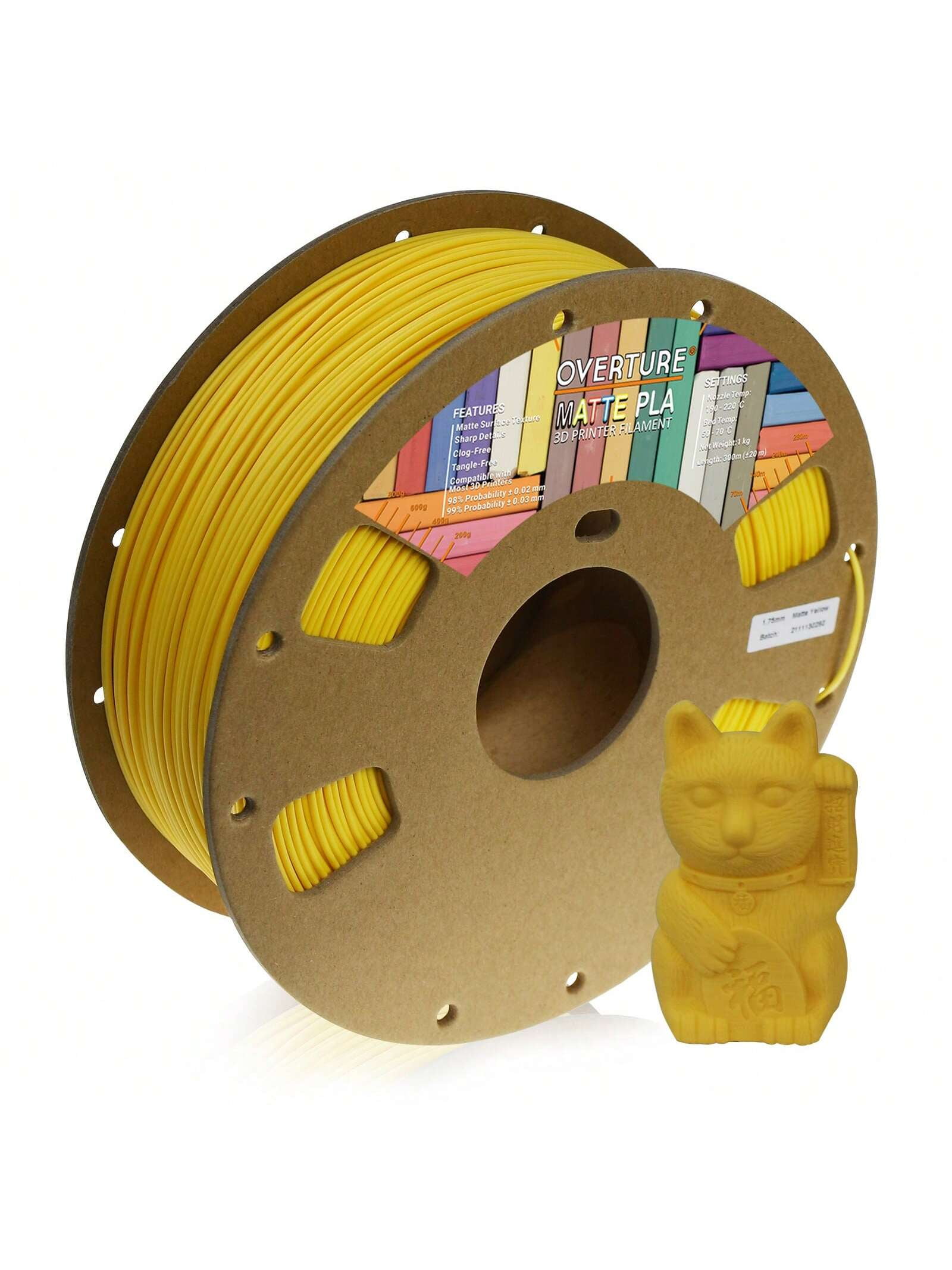 OVERTURE PLA Matte Filament 1.75mm, Matte PLA Roll 1kg Cardboard Spool ...