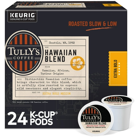 Tully's Coffee Hawaiian Blend, Keurig Single Serve K-Cup Pods, Medium Roast, 60 Count, (6 Packs ...