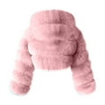Women Faux Coat Fluffy Cropped Jacket Plus Size Zip Up Winter Warm ...