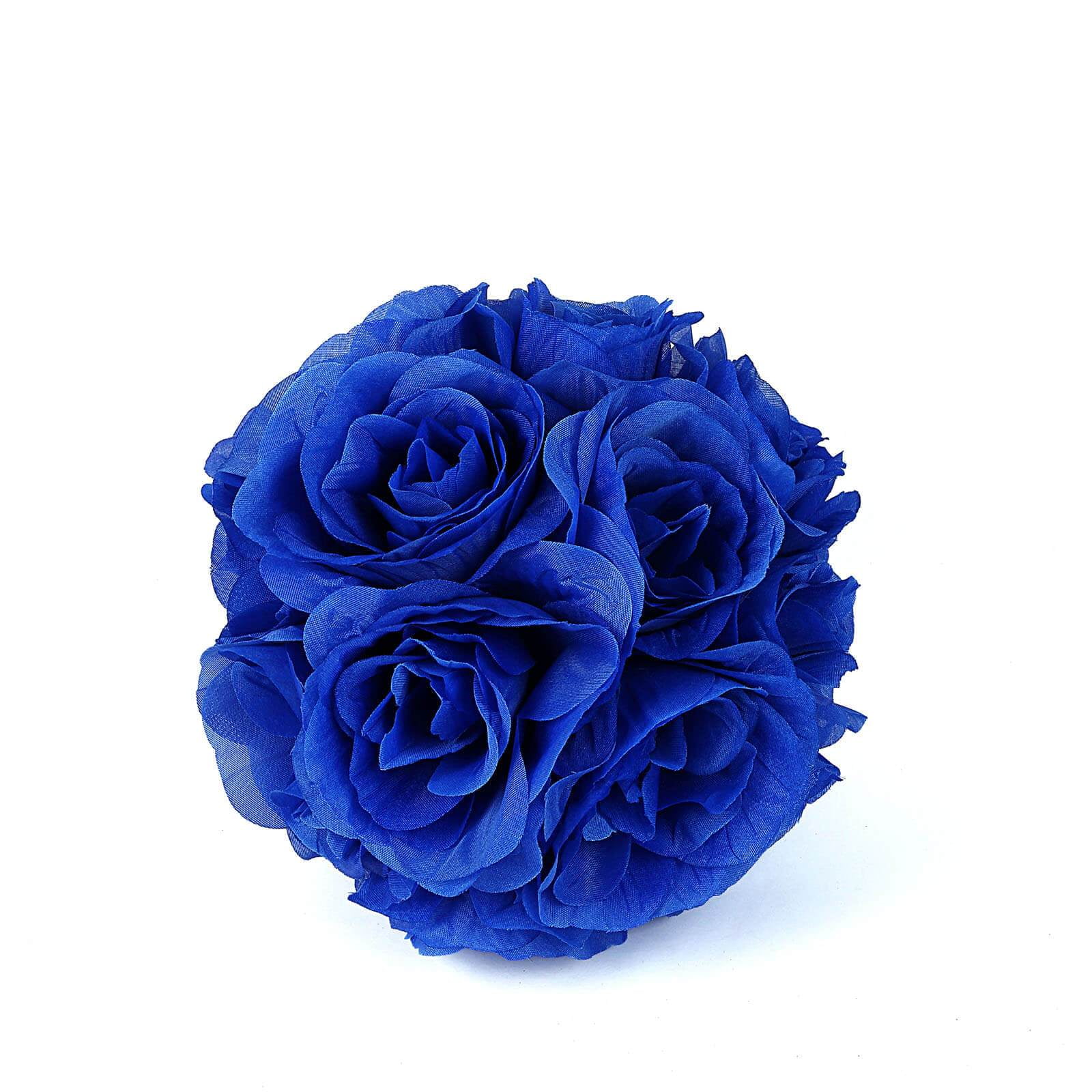 Efavormart 2 Pack | 7" ROYAL BLUE Flower Ball Silk Rose Pomander ...