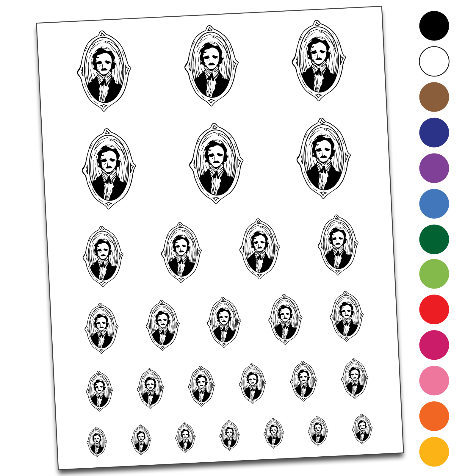 Edgar Allen Poe Vintage Victorian Portrait Water Resistant Temporary ...