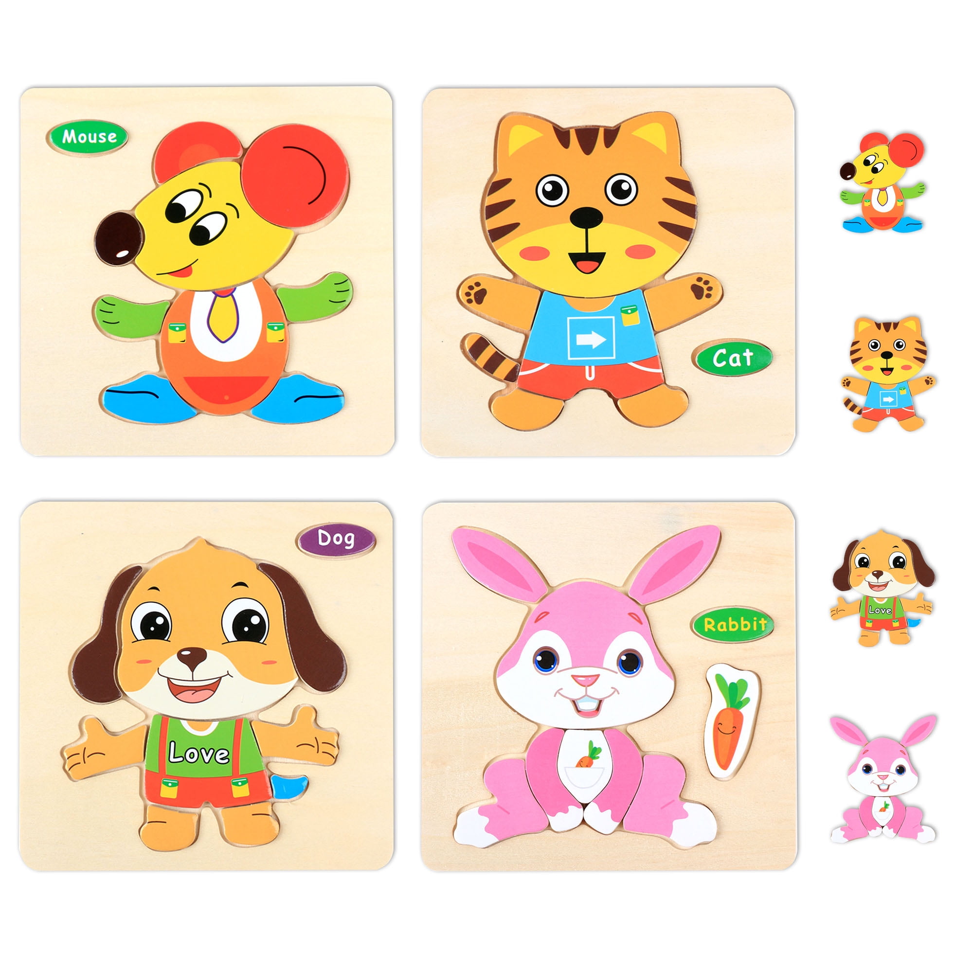 Wooden puzzles for toddlers, color and shape recognition, enlightenment ...