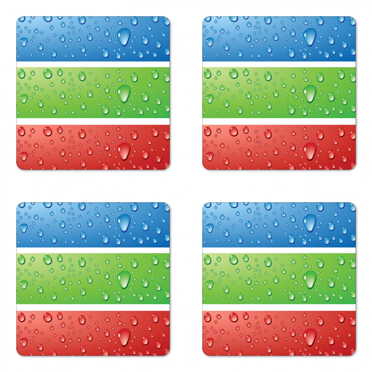Modern Coaster Set of 4, Water Drops on a Plastic Surface Like Summer ...