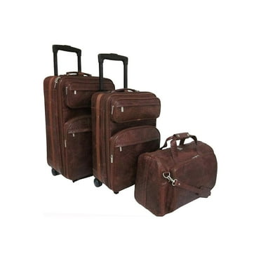 Amerileather Lightweight Leather 2-Piece Suitcase Set with Front ...
