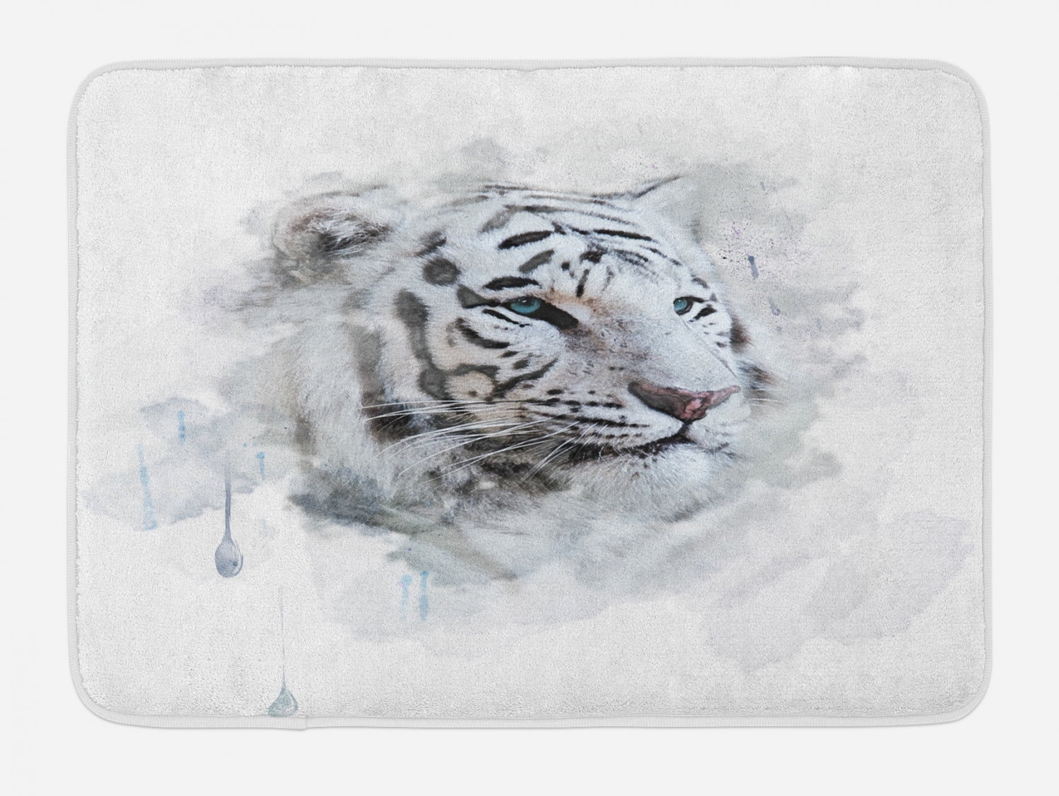 Animal Bath Mat, Artistic Portrait of a White Tiger Wild Nature ...