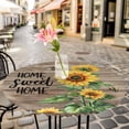 Fitted Tablecloth for Round Table, Farmhouse Sunflower Sweet Home Quote ...