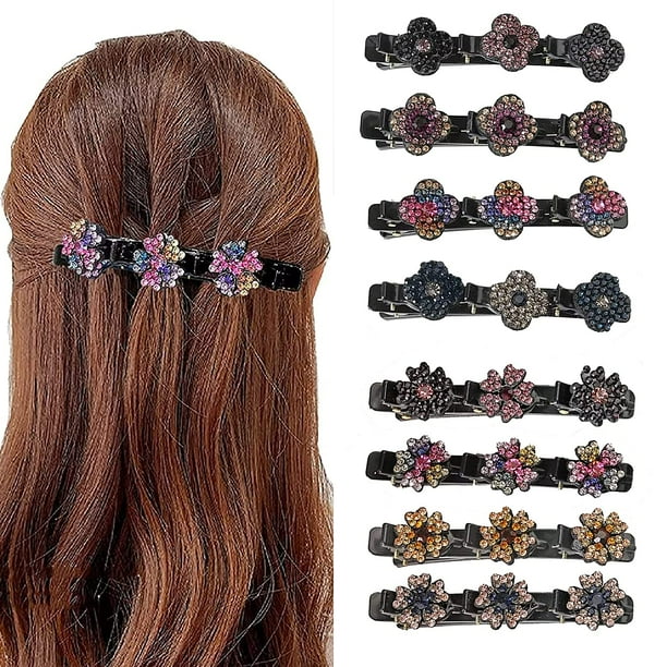 Braided hair clips for women, 8PCS Rhinestone Braided Hair Clips ...